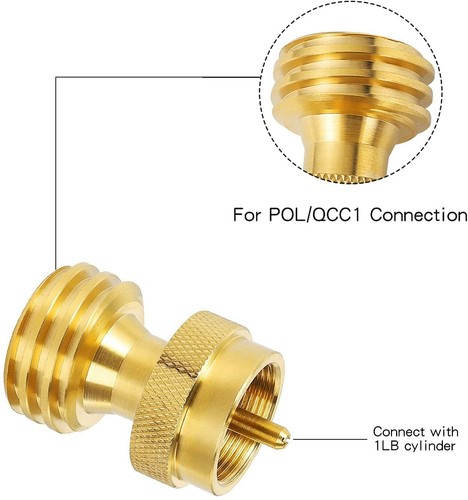 1 LB Round Propane Adapter Converter Universal Small Bottle POL to QCC1 ...