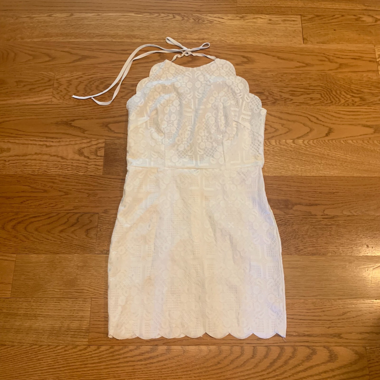 White Scalloped Halter Neck Lace Graduation Bridal Sh… - Gem