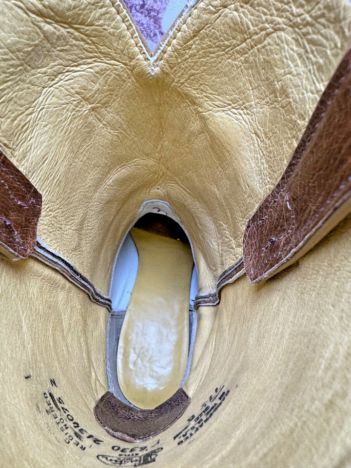 JUSTIN EXOTIC OSTRICH SQUARE TOE TEKNO CREPE SOLE 11.5B MENS COWBOY ...