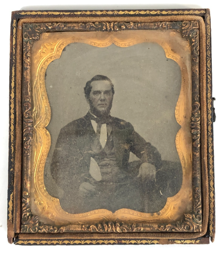 Antique Hand Tinted Ambrotype Tintype Photograph Photo In Gold Frame 1/ ...