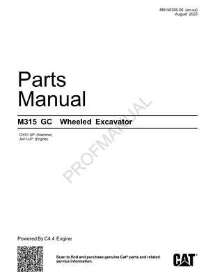Caterpillar Cat M315 GC Wheeled Excavator Parts Catalog Manual | eBay