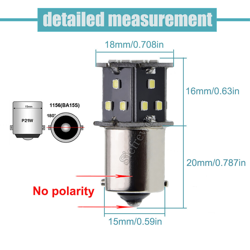 6V 6 Volt LED Bulb 1156 BA15S P21W DRL Backup Reverse Turn Light White ...