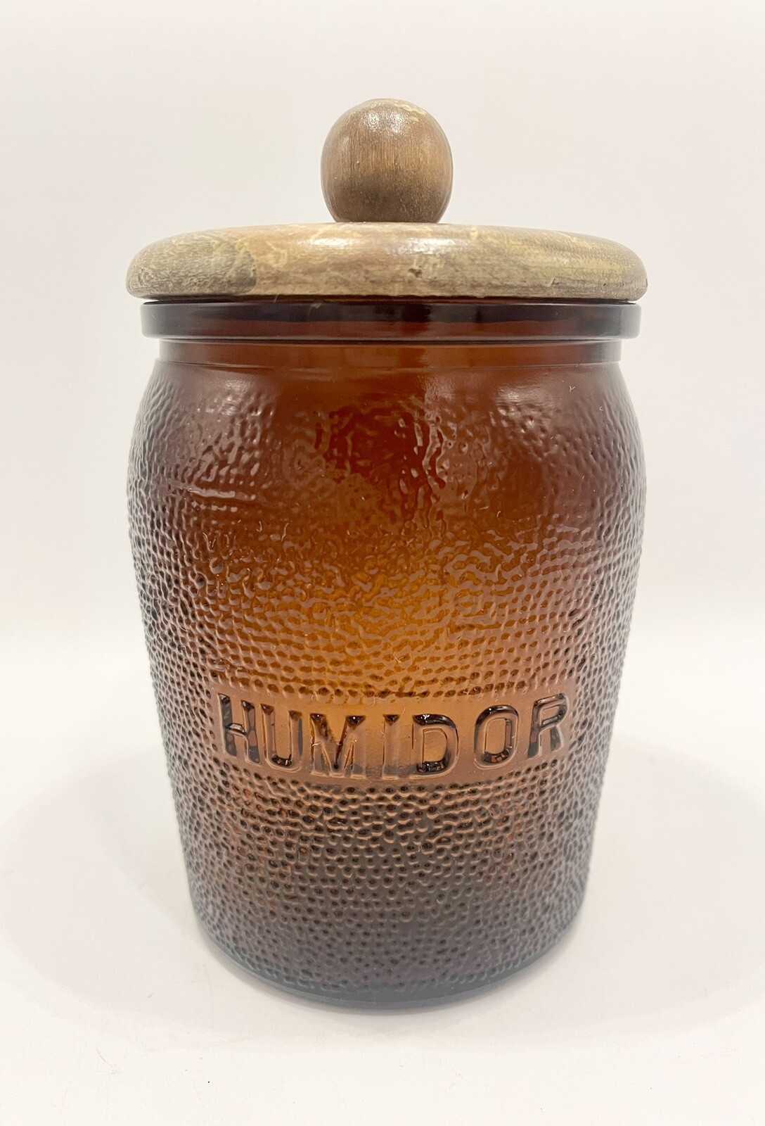 Vintage Brown Glass Humidor Pipe Tobacco Jar w/ Lid 1950s Dun Rite Wood ...