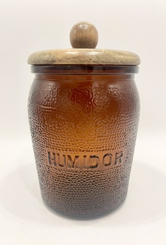 Vintage Brown Glass Humidor Pipe Tobacco Jar w/ Lid 1950s Dun Rite Wood ...