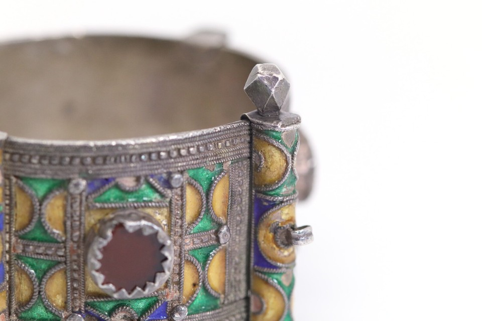 Antique African Bracelet around 1900, + Carnelian, Enamelled, Foldable ...