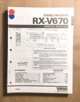 Yamaha RX-V670 Receiver Service Manual *Original* | eBay