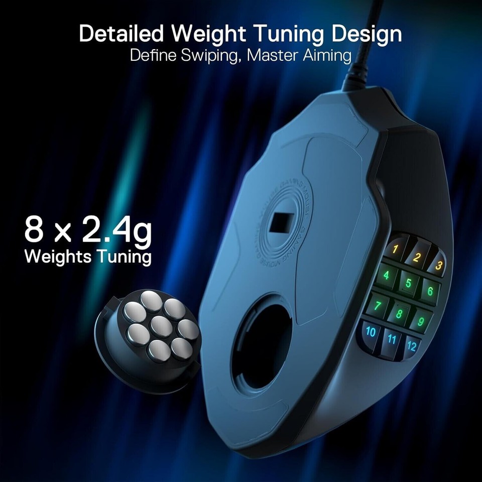 Black Redragon M908 RGB Wired Gaming Mouse 18 Programmable Buttons ...