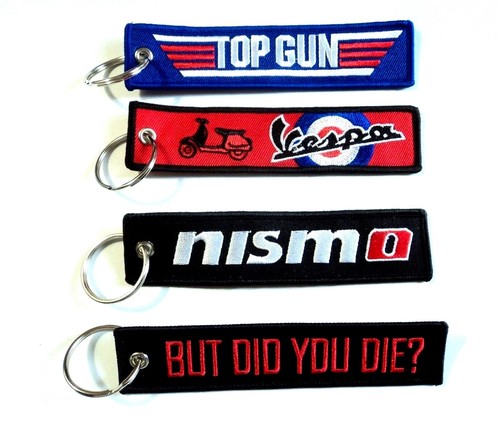 1x Biker Keychain Keyring Embroidered Cloth Patches Badge Vespa Top Gun ...