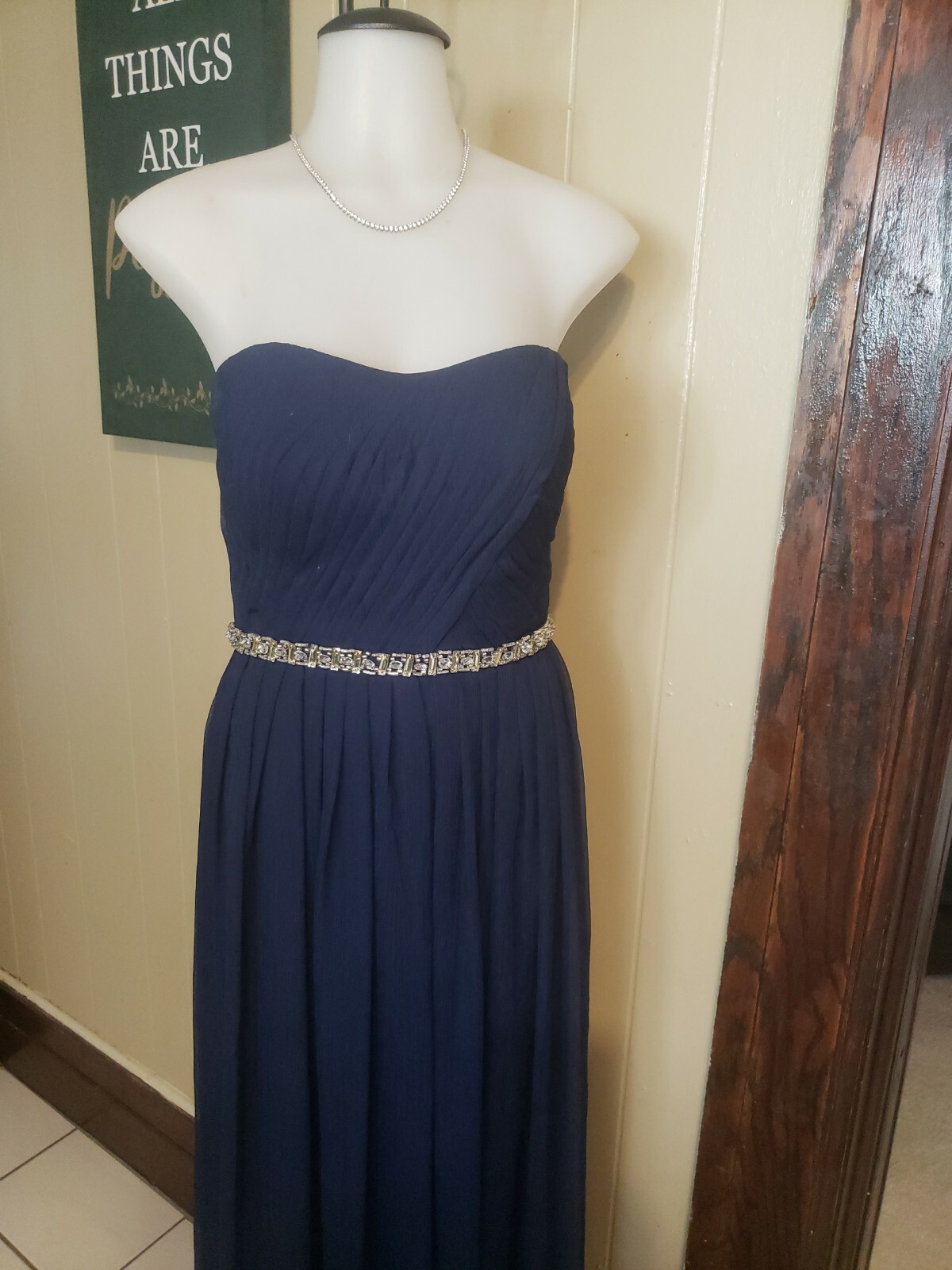 Bari Jay Size 6 Blue Maxi Ball Gown Dress - Gem
