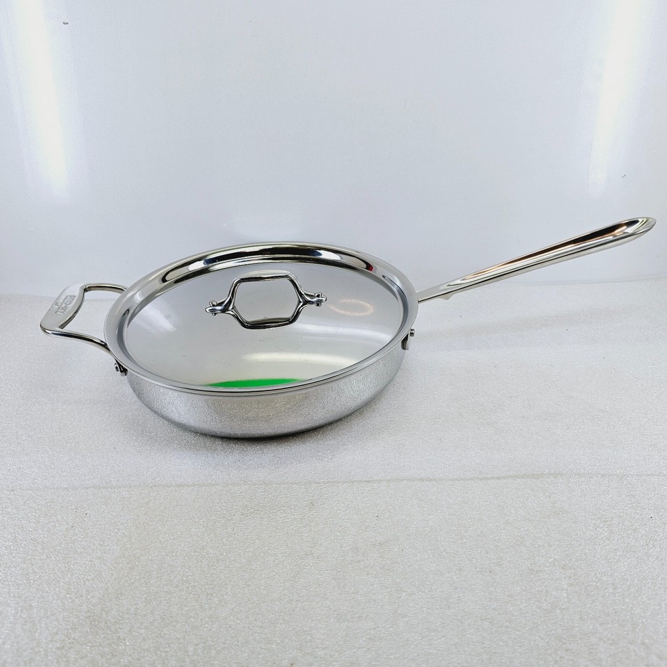 All Clad D5 3 qt Nonstick Polished Stainless Steel Saute soap Pan with ...