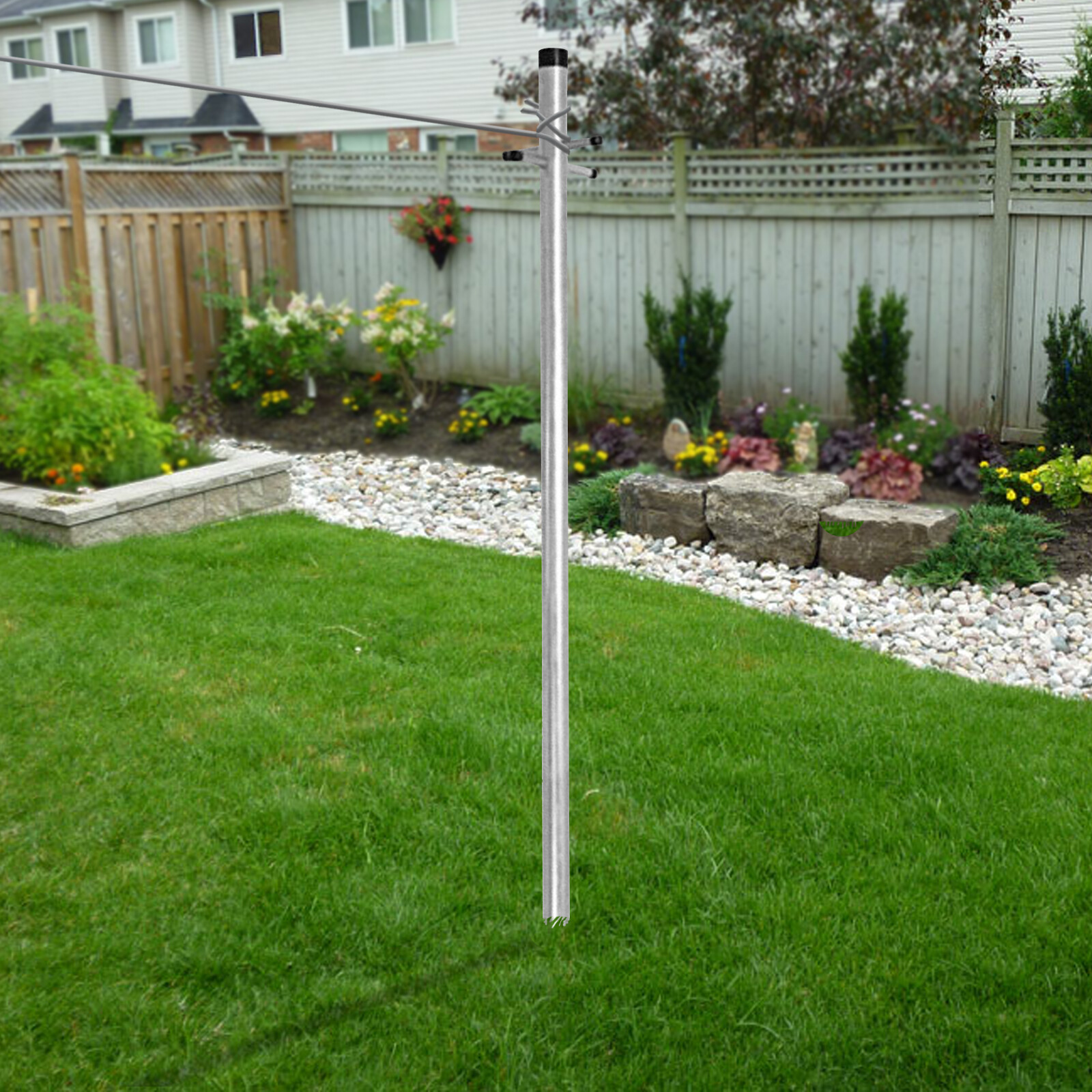 Heavy Duty Galvanized 2.2m Washing Line Post 7ft Clothes Pole W/ Ground ...