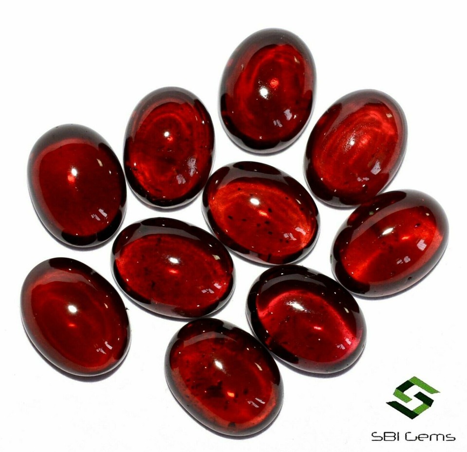 Natural Red Garnet Oval Cabochon 6x4 mm Lot 10 Pcs Calibrated Loose ...