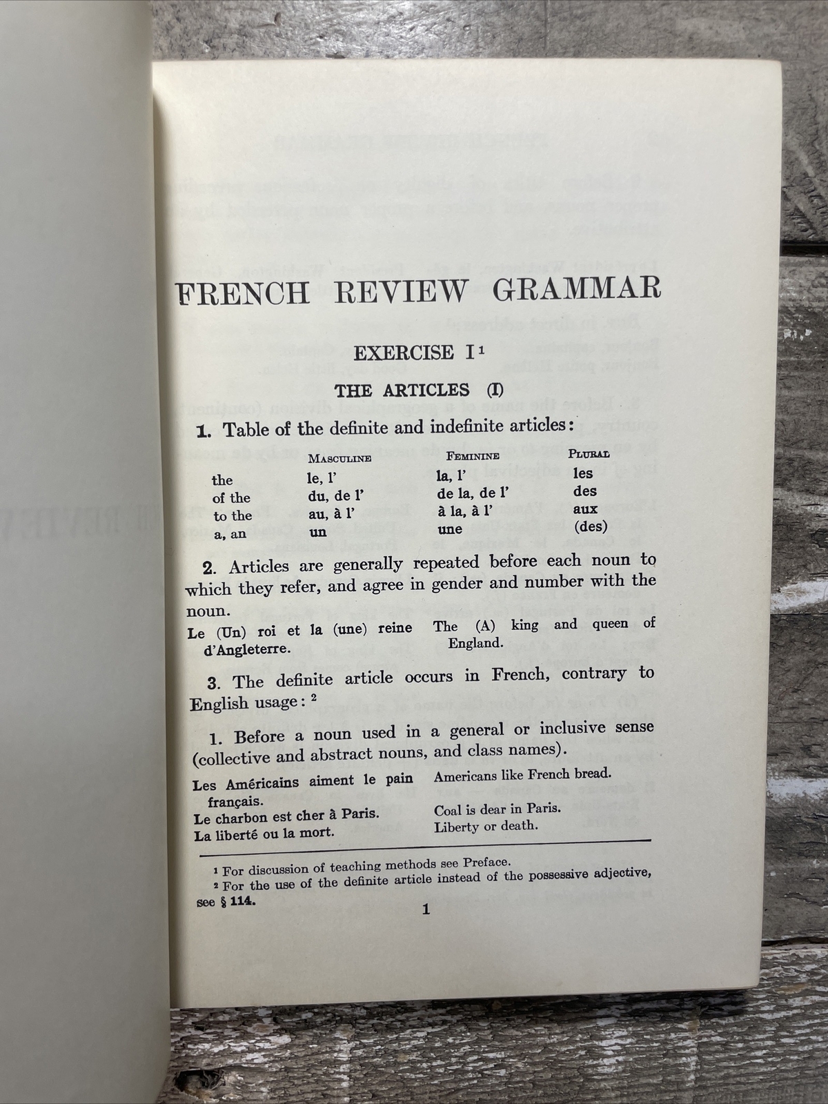1920 Antique Grammar Book "Short French Review Grammar and Composition ...