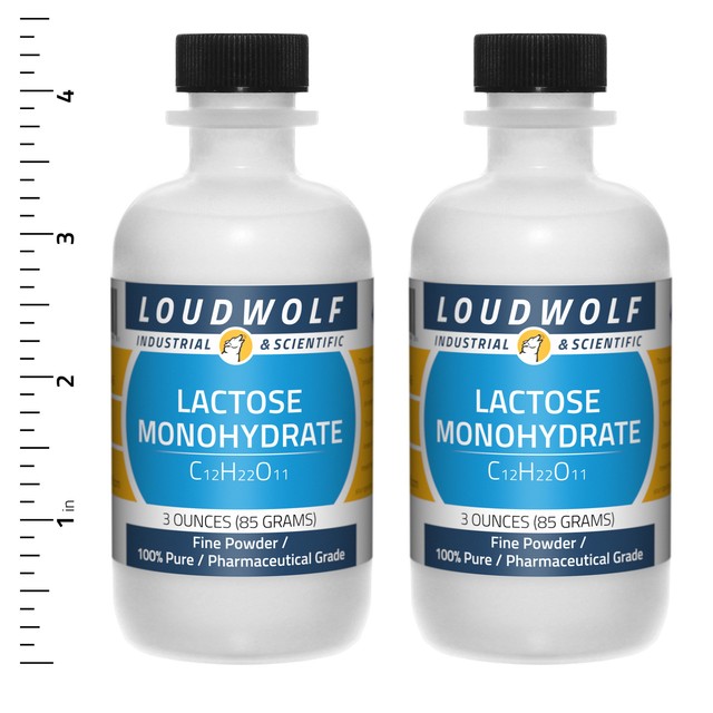 Lactose Monohydrate 6 Oz Total (2 Bottles) Pharmaceutical Grade Fine ...