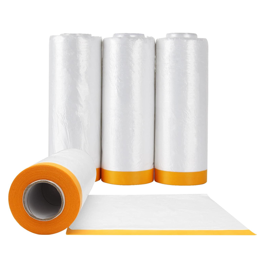 Pre-Taped Masking Film 5Ft X 200Ft Painters Plastic Sheeting Roll ...