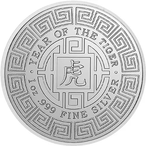 1 OZ 2022 Lunar Year of the Tiger .999 Fine Silver Round BU Coin - IN ...