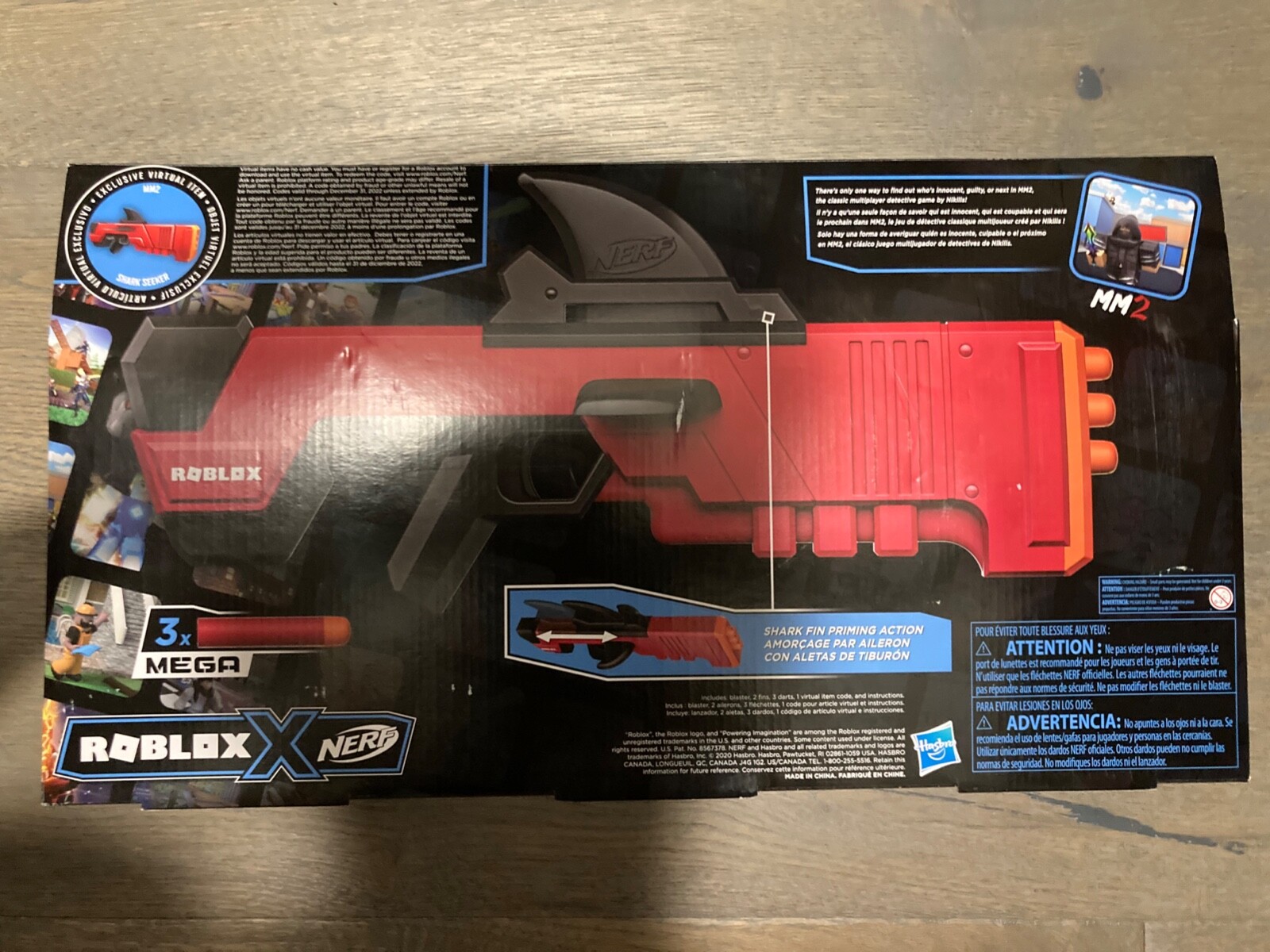 NERF ROBLOX MM2 SHARK SEEKER DART BLASTER w/ EXCLUSIVE VIRTUAL CODE ...