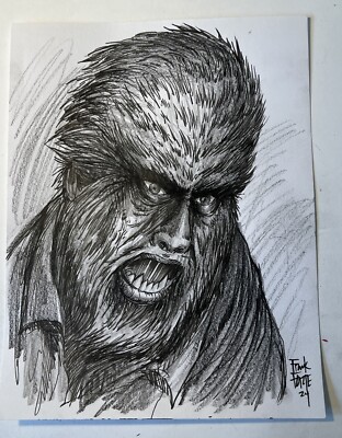 The Wolfman Lon Chaney NEW Horror Original drawing By Frank Forte RARE ...