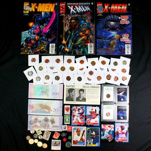 Huge Collection with X-Men Comics Coins Sports Cards Stamps ...