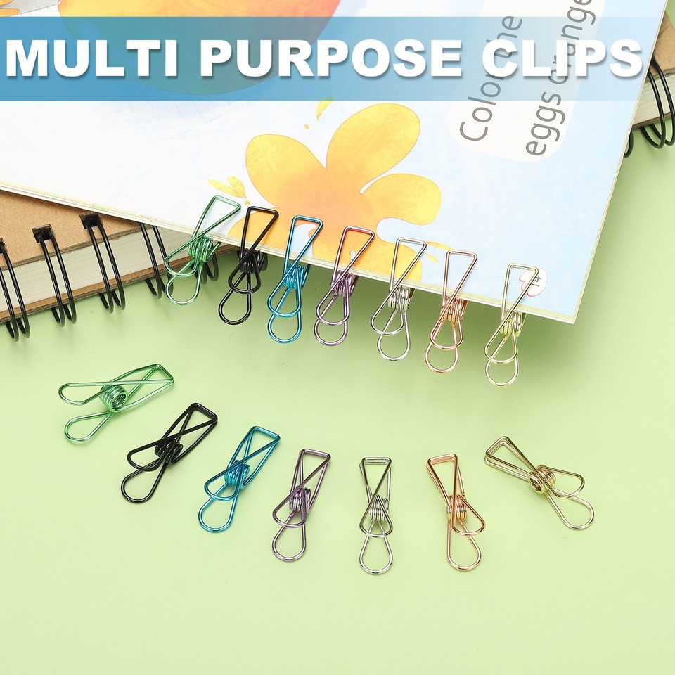 50Pcs 1.26" Paper Office Binder Clips, Metal Paper Clamps, Silver/Blue ...