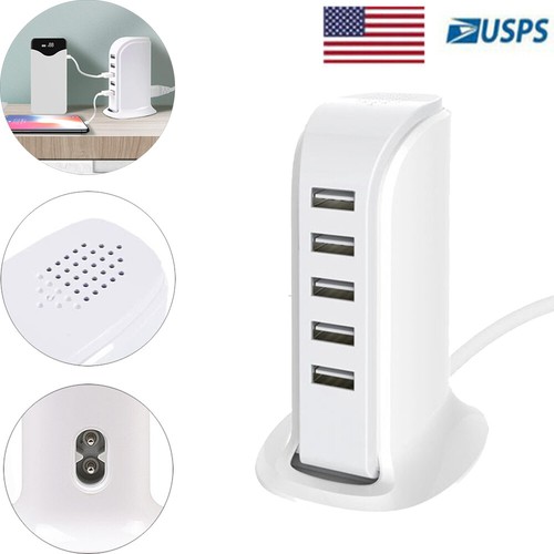 5 Port Multi USB Wall Charger HUB Desktop Charging Station Home Travel ...