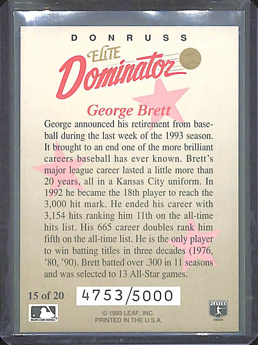 1993 Donruss Elite Dominator #15 George Brett No 4753 of 5000 | eBay