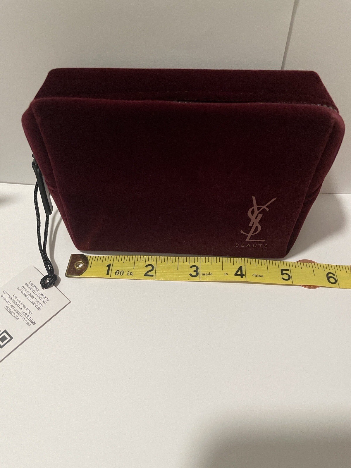 Yves Saint Laurent YSL Beauty Makeup Cosmetic Bag Travel Pouch Burgundy ...