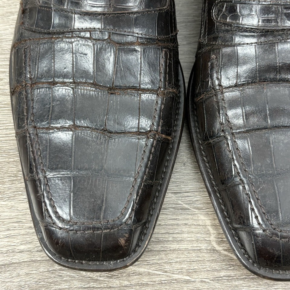 Mezlan Platinum Genuine Alligator Crocodile Loafers Shoes Mens Sz 9M | eBay