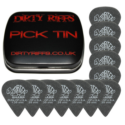 12 x Dunlop Tortex Sharp Guitar Picks / Plectrums - 1.35mm Black In A ...