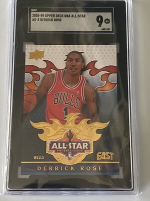 2008-09 Upper Deck Derrick Rose NBA All-Star A-S 3 SGC 9 MT Rookie RC ...