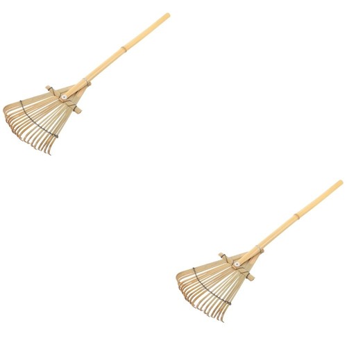 Set of 2 Rake with Handle Rakes for Leaves Bamboo Garden Yard Tools | eBay