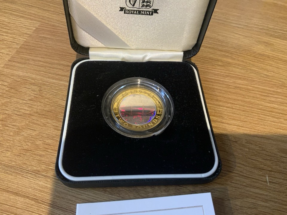 1999 Rugby World Cup Silver Proof Hologram £2 Piedfort Coin Cased + COA ...