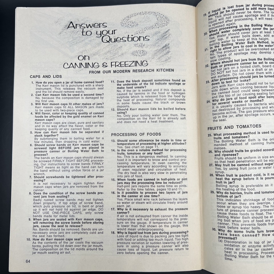1977 Kerr Home Canning & Freezing Cook Book Preserving Food Recipes ...
