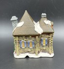 Christmas Village Log Cabin Style House Home Porcelain Snow Caps | eBay