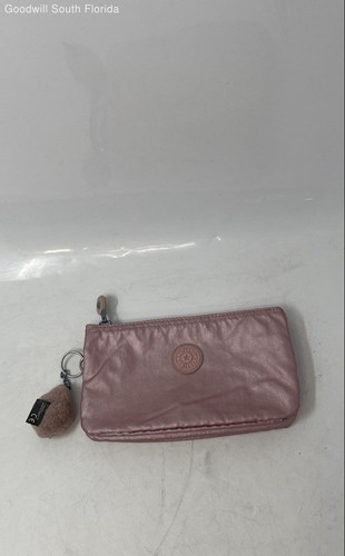 Kipling Womens Pink Inner Pockets Monkey Keychain Zipper Cosmetic Purse ...