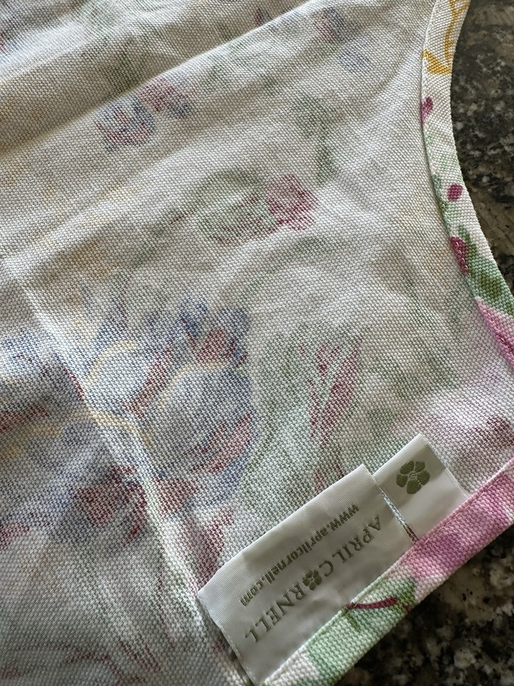 APRIL CORNELL APRON! ROSES FLORALS/Pink Green/Blue! NEW w TAGS ...