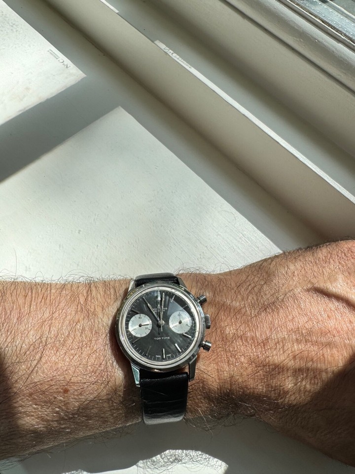 1966 Breitling Top Time 2002 Reverse Panda 'Thunderball' - used, but ...
