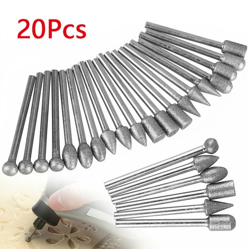 20Pcs Diamond Burr Set Drill Bits Set for Dremel Rotary Tool Grinding ...