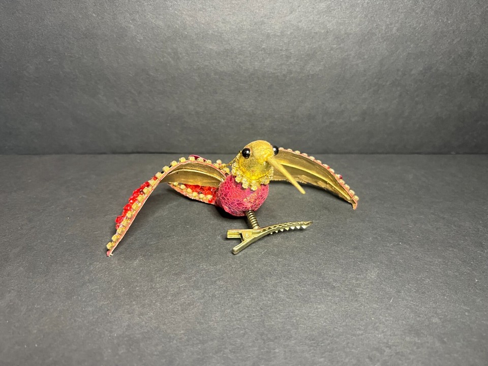 Vintage Hand Crafted Red & Gold Jeweled Hummingbird Christmas Tree ...