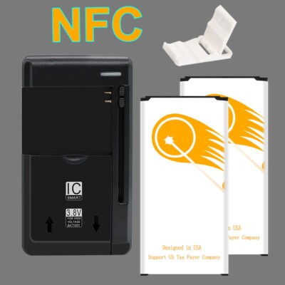 Thick Density 2x 6820mAh NFC Battery Wall Charger for Samsung Galaxy S5 ...