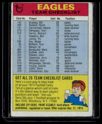 1974 Topps #NNO EAGLES Team Checklists | eBay