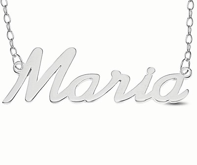 Maria Name Plate Necklace Pendent Sterling Silver female Personalized ...
