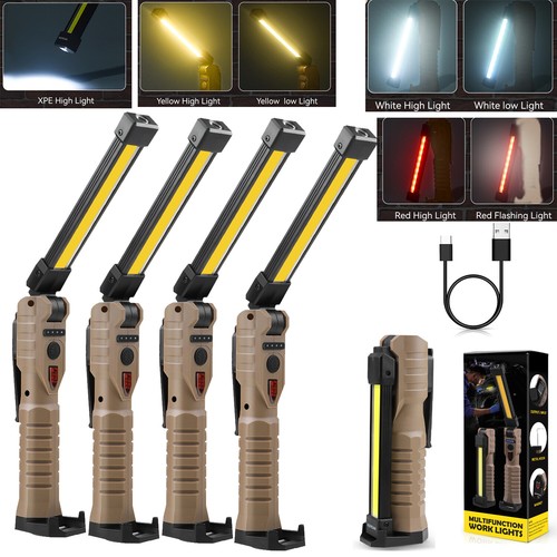 4PACK Rechargeable LED COB Work Light Car Garage Mechanic Flashlight ...