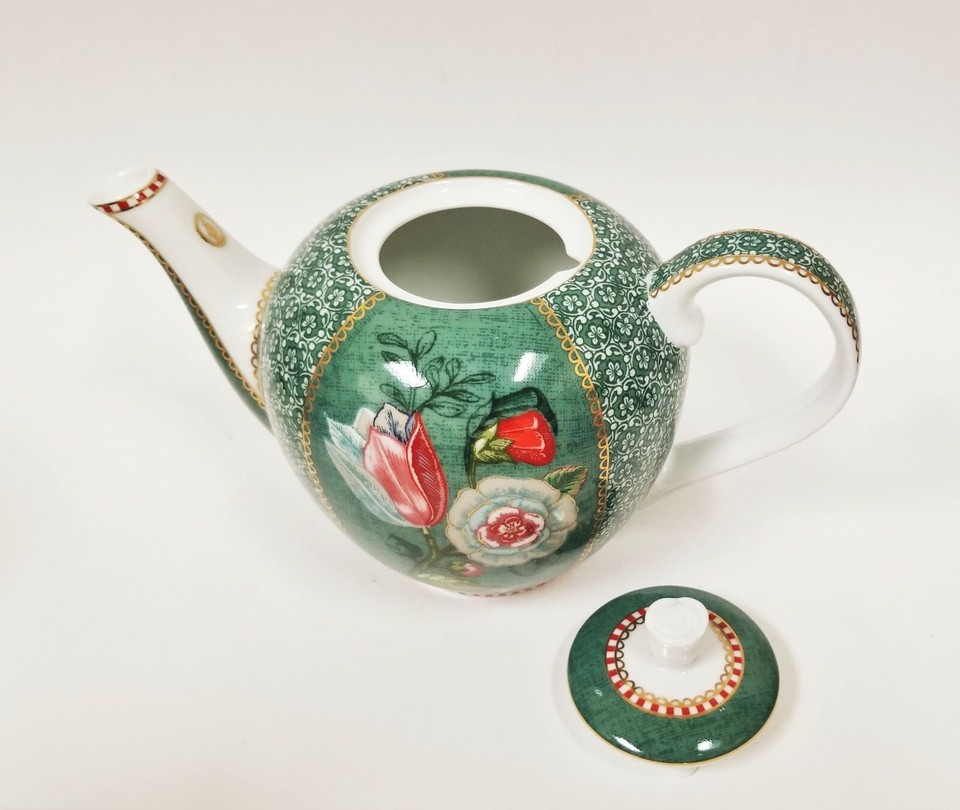 PASSIONATELY INSPIRED SMALL SPRING TO LIFE GREEN FLORAL PORCELAIN TEA ...