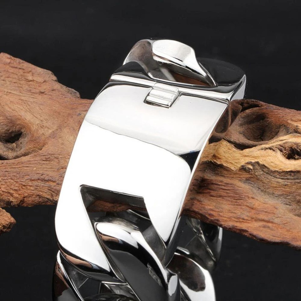 24mm/32mm Heavy Men's Gold Tone Stainless Steel Curb Cuban Link Chain ...