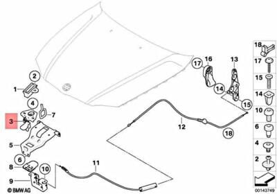 Genuine BMW E90 E90N E91 E91N E92 E92N E93 Hood Safety Catch OEM ...