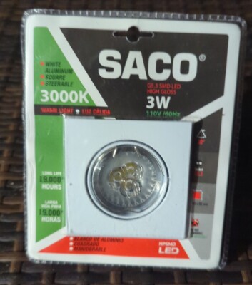 SACO G5.3 SMD LED High Gloss 3W 110V/60Hz HPSMD LED 3000K Warm Light ...