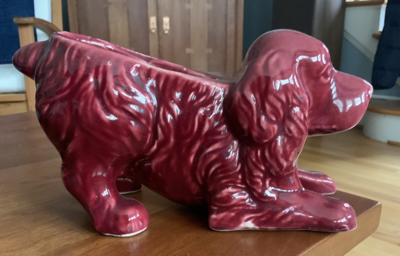 Vintage Shawnee Art Pottery Cocker Spaniel Setter Dog Burgundy Glazed ...