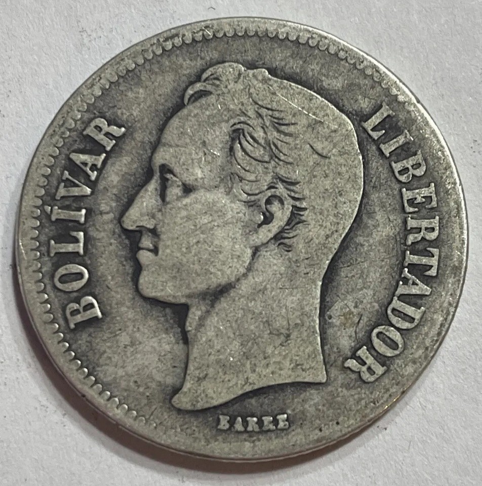 1935 Venezuela 2 Bolivares - 10 Gram .835 Silver Coin Simon Bolivar Liberator | eBay