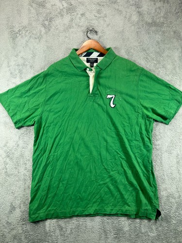 American Eagle Mens 2XL Polo Shirts Rugby 7 Green 7 Logo Short Sleeve ...
